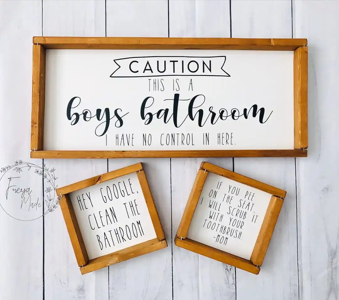 Witty & Warm: 22 Bathroom Signs DIY Ideas - Crafty Hive DIY